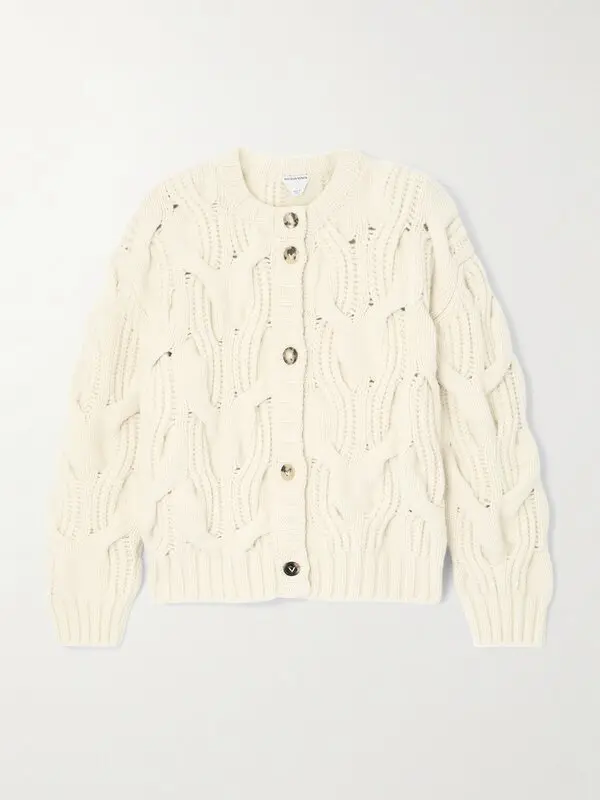 Bottega Veneta Cropped Cable-knit Wool Cardigan