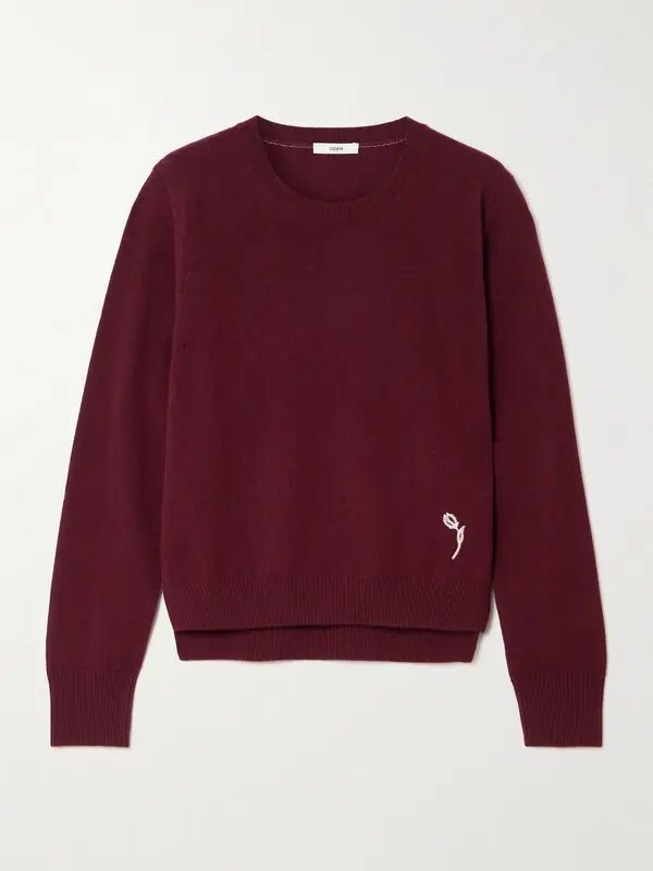 Erdem Embroidered Cashmere And Wool-blend Sweater - Red