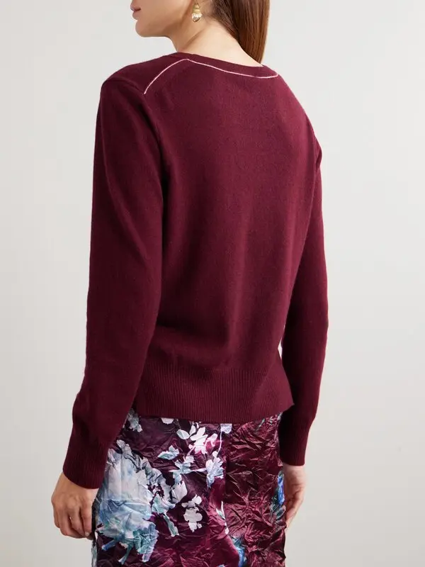 Erdem Embroidered Cashmere And Wool-blend Sweater - Red