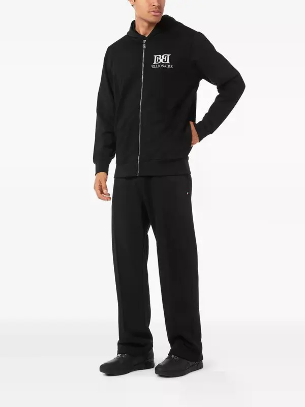 BILLIONAIRE Logo-print Zip-up Hoodie - Black