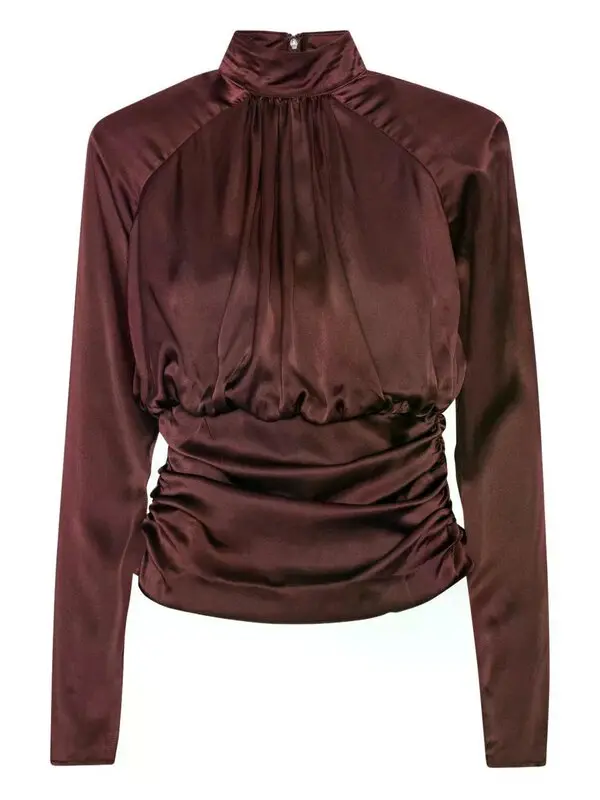 ROTATE BY BIRGER CHRISTENSEN Mock Neck Ruched Top