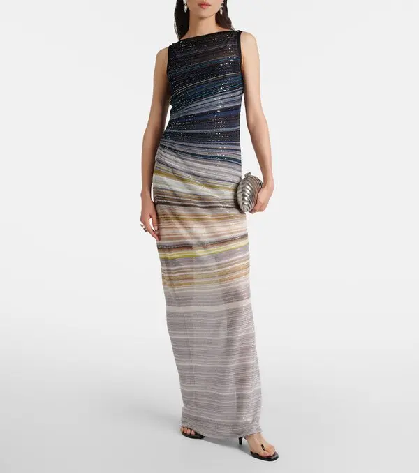 Missoni Sequined Striped Lame Maxi Dress