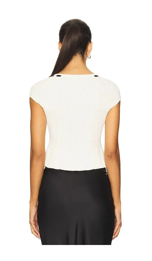 Lpa Denisa Cropped Ribbed Knit Top With Bow Detail