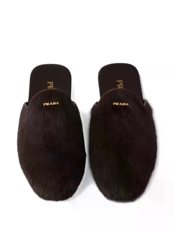 Prada Logo-plaque Hair-calf Mules