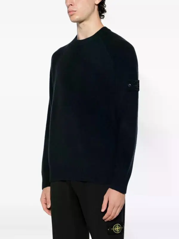 Stone Island Logo Patch Jumper - Blue