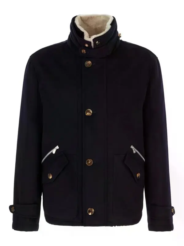 Brunello Cucinelli Padded Cashmere Jacket With Shearling Collar