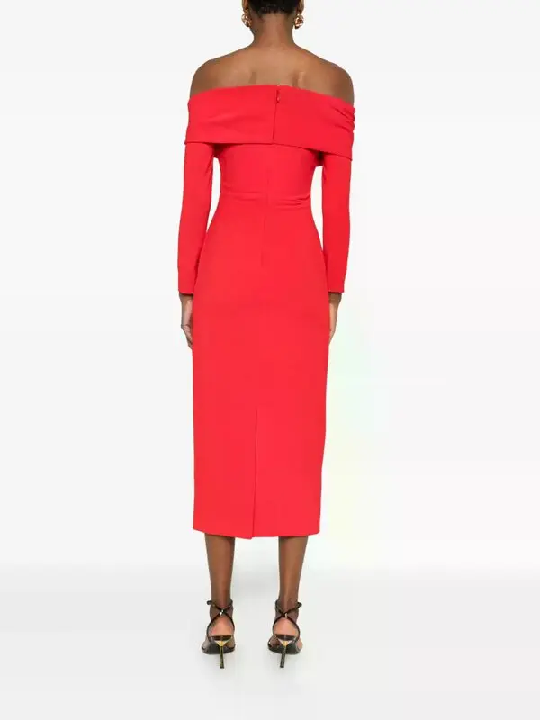 Solace London Yuni Off-shoulder Midi Dress - Red