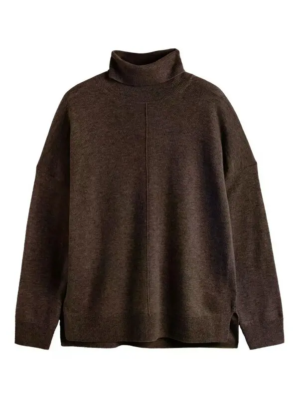 Chinti & Parker Wool Blend Roll Neck Sweater - Brown