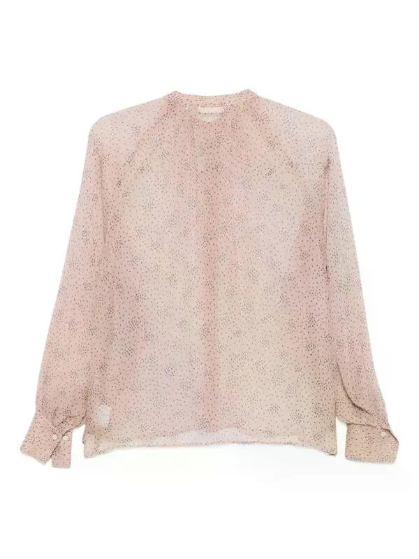 XACUS Triangle Print Buttoned Blouse