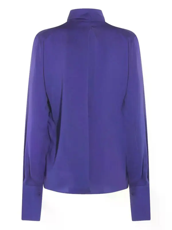 TOM FORD High Neck Blouse With Draped Neckline And Buttoned Cuffs