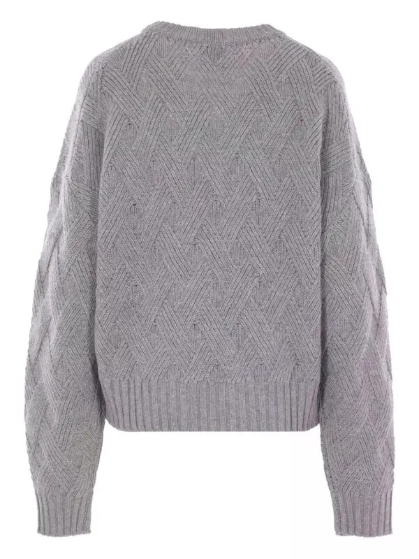 ALLUDE Cable Knit Crew Neck Sweater