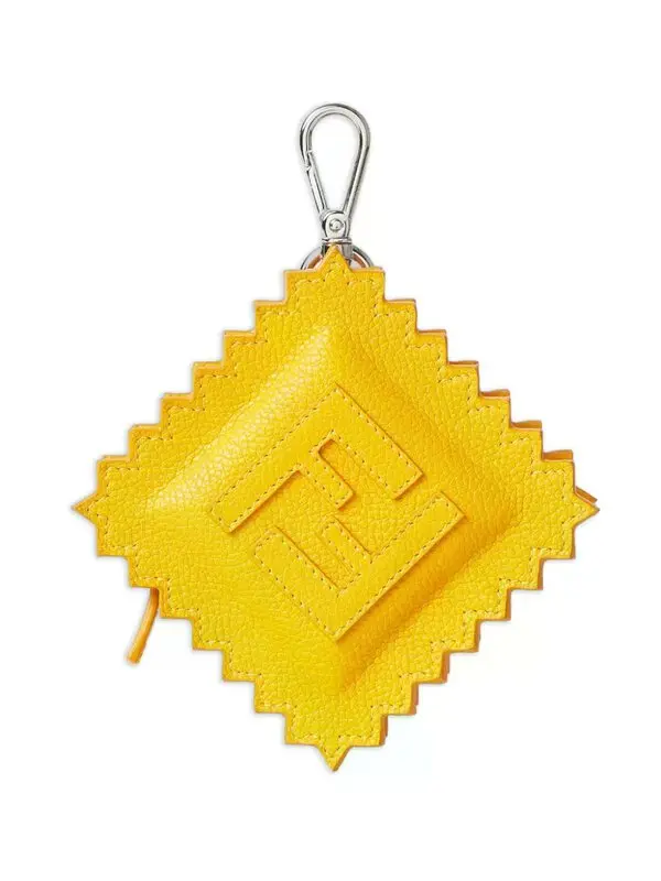 Fendi Logo Leather Keyring - Yellow