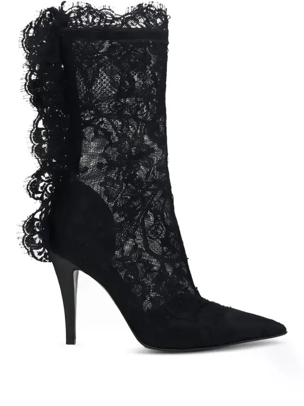 Alexander McQueen 105mm Lace-trimmed Stiletto Boots