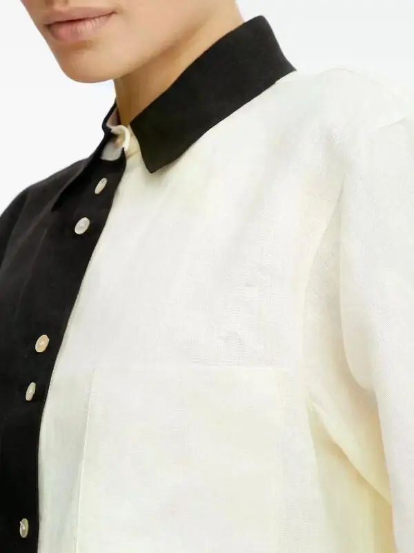 FORTE_FORTE Linen Button-up Shirt With Contrasting Panels