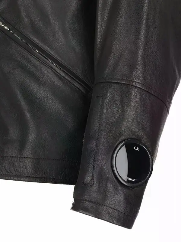 C.P. COMPANY Goggle-detail Leather Zip-up Jacket