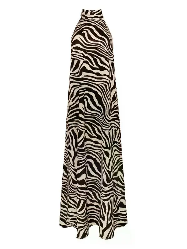 Azeeza Meera Zebra-pattern Halterneck Midi Dress