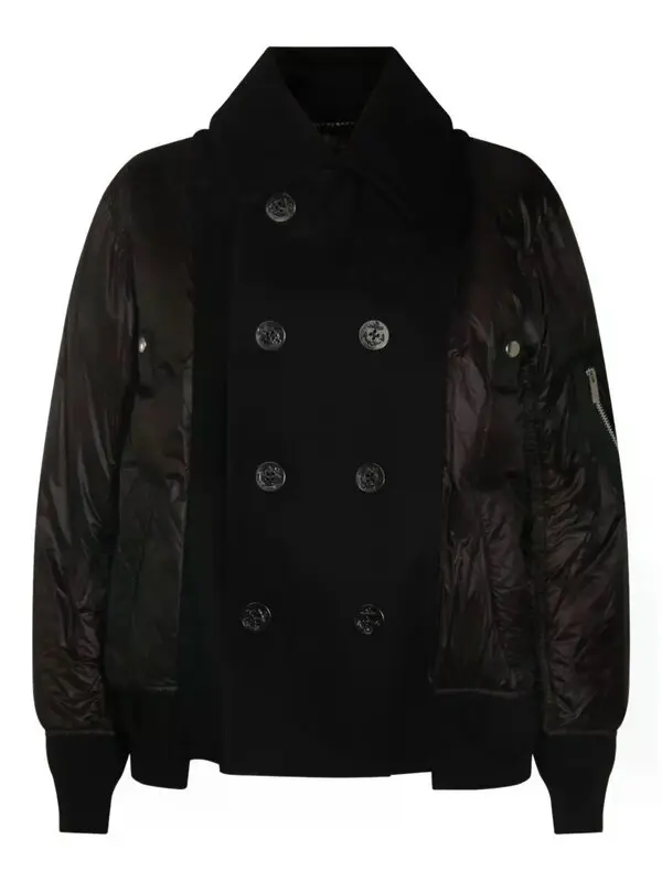 Sacai Double-breasted Wool Panel Puffer Jacket