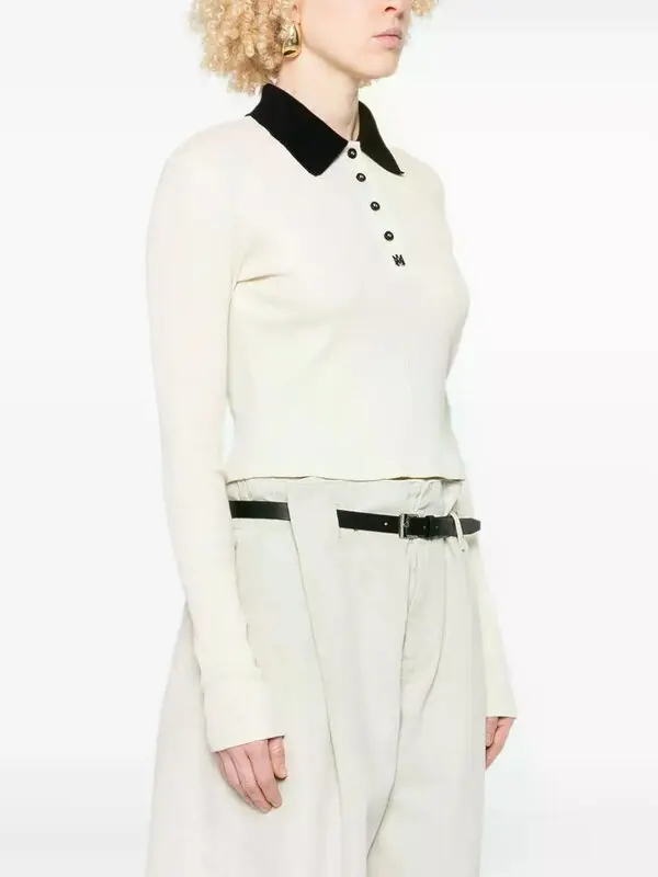 Amiri Ribbed Knit Long Sleeve Polo Top