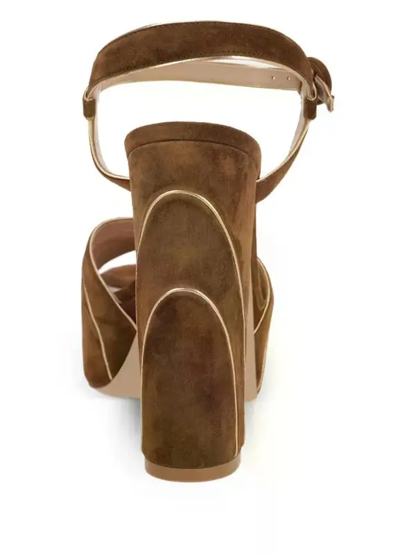 GIANVITO ROSSI Suede Platform Ankle-strap Sandals - Brown