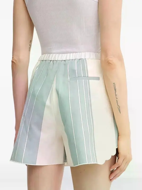 FORTE_FORTE Striped Scalloped Hem Shorts - Neutrals