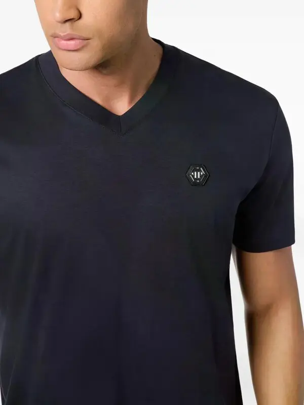 Philipp Plein Logo-appliqué V-neck T-shirt
