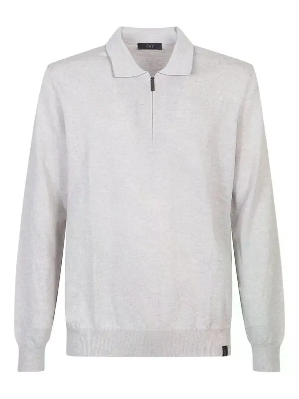 FAY Zip-front Long-sleeve Polo Shirt