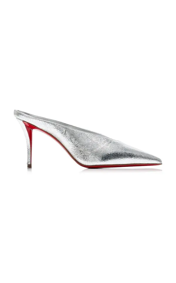 CHRISTIAN LOUBOUTIN Miss Z 80mm Metallic Leather Mules - Silver