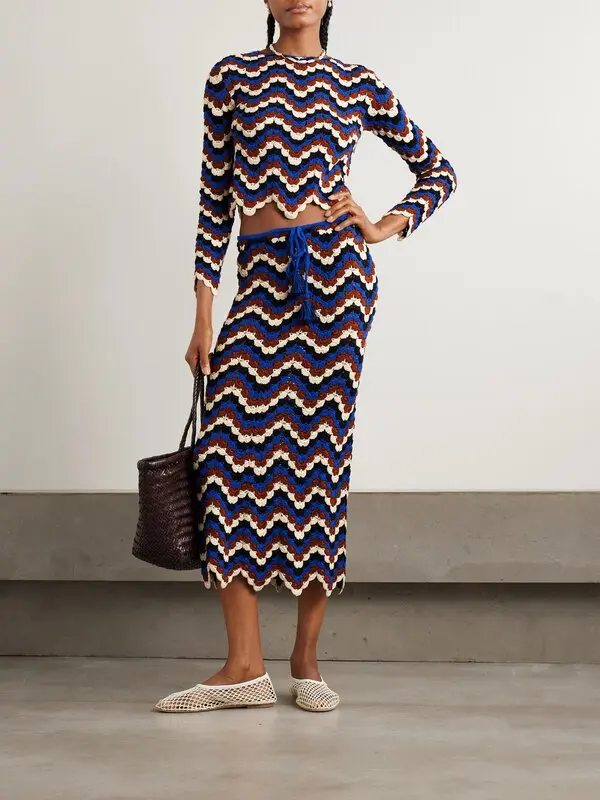 Escvdo Safi Crocheted Organic Cotton Midi Skirt