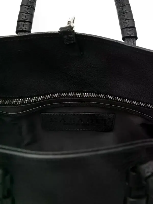 Casadei Embossed Logo Leather Tote Bag - Black