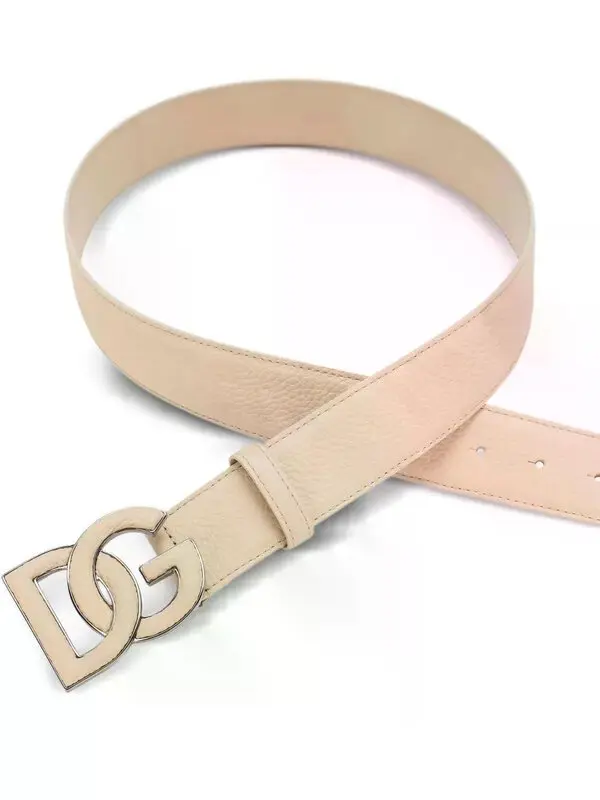 Dolce & Gabbana Leather Belt With Dg Logo Plaque