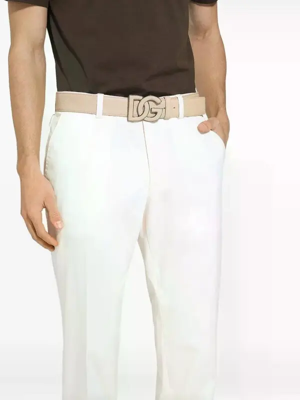 Dolce & Gabbana Leather Belt With Dg Logo Plaque