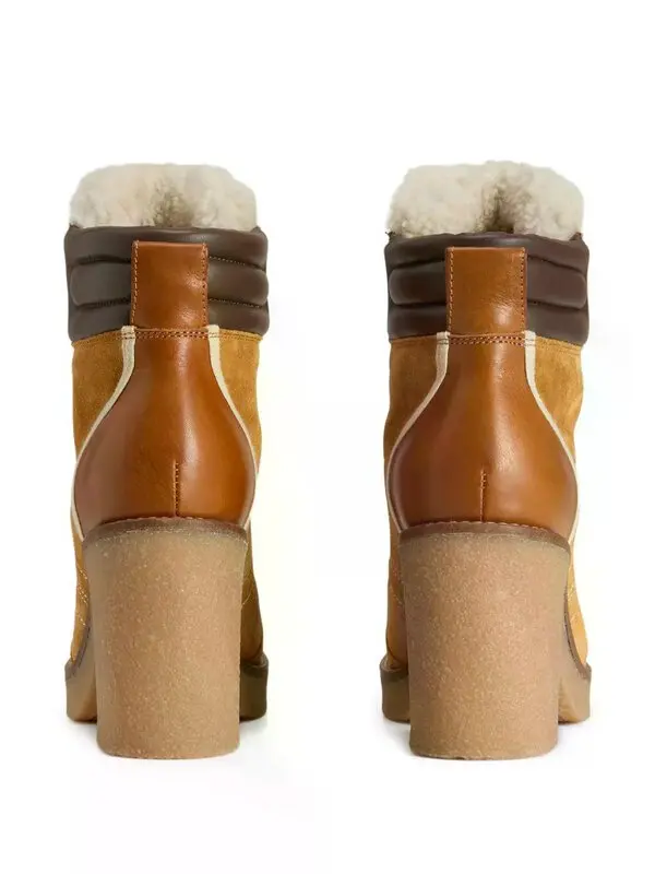 Woolrich Lace-up Shearling-trim Block Heel Boots - Neutrals