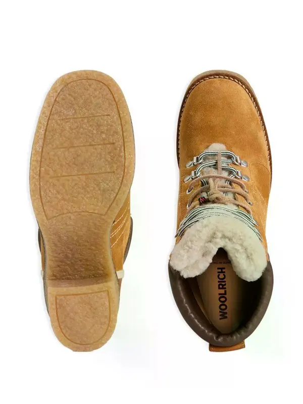 Woolrich Lace-up Shearling-trim Block Heel Boots - Neutrals