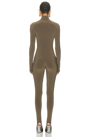 Norma Kamali Long Sleeve Slim Fit Turtleneck Footie Catsuit