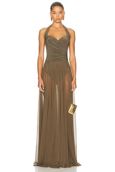 Norma Kamali Cayla Flared Gown - Bark