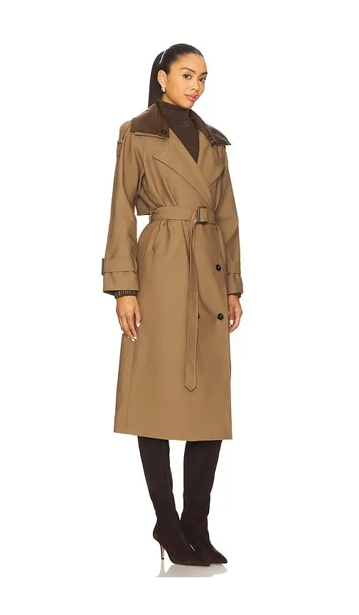 Line & Dot Linden Trench Coat With Faux Leather Collar