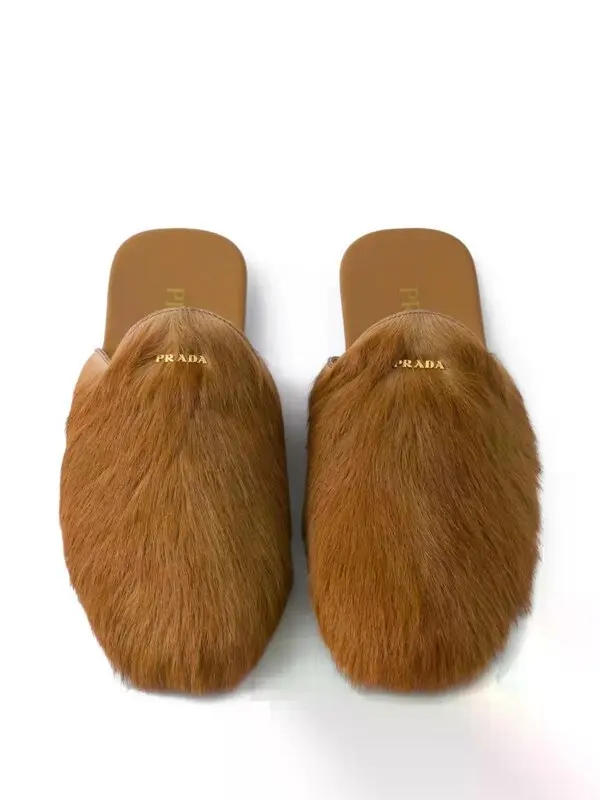 Prada Slip-on Leather Mules - Brown