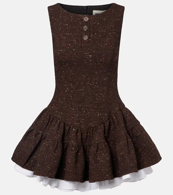 SHUSHU/TONG Beaded Floral Cotton-blend Cardigan - Brown