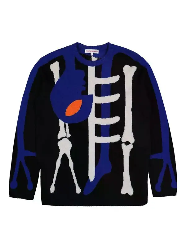 WALTER VAN BEIRENDONCK Skeleton Detail Jumper - Black