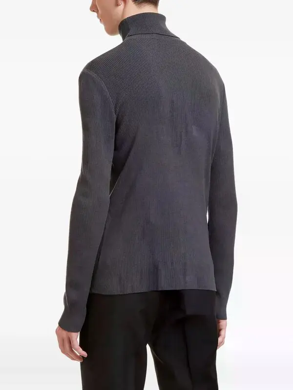 AIEZEN Ribbed Turtleneck Knit Sweater - Grey
