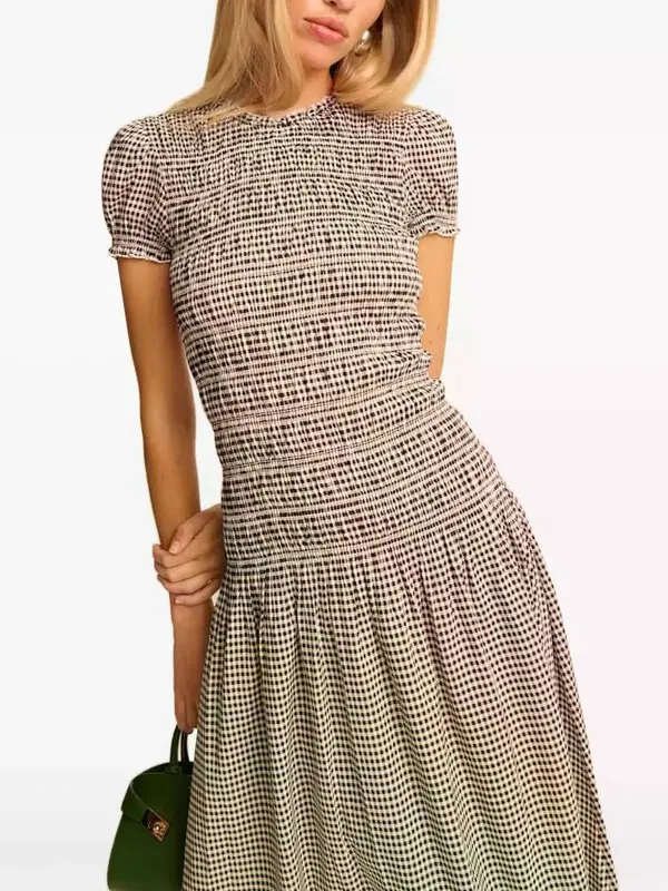 REFORMATION Gingham Smocked Dress