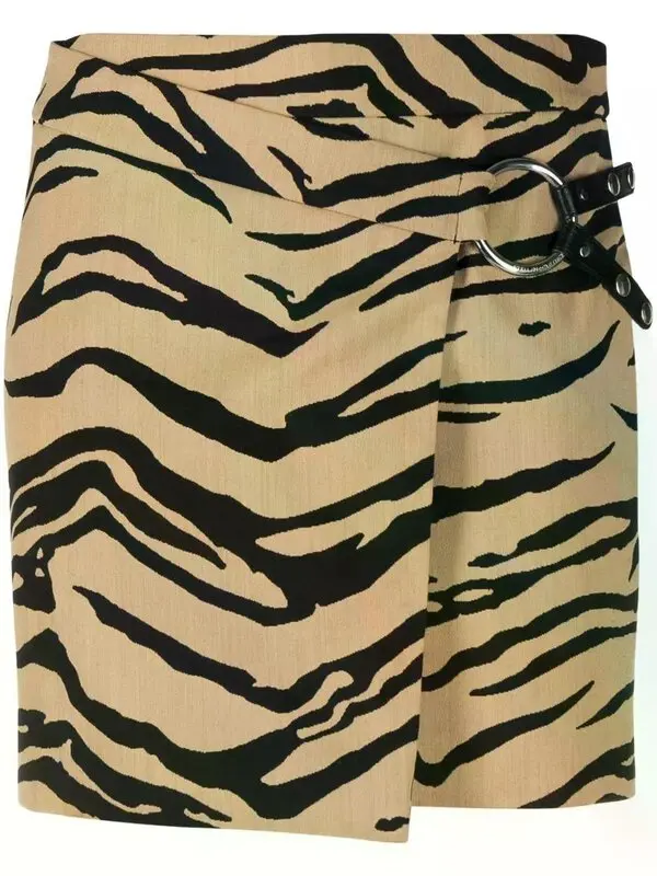 Stella McCartney Zebra-print Wrap Miniskirt - Brown
