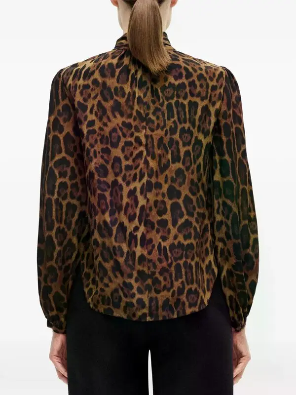 Adam Lippes Leopard-print Pussy-bow Blouse