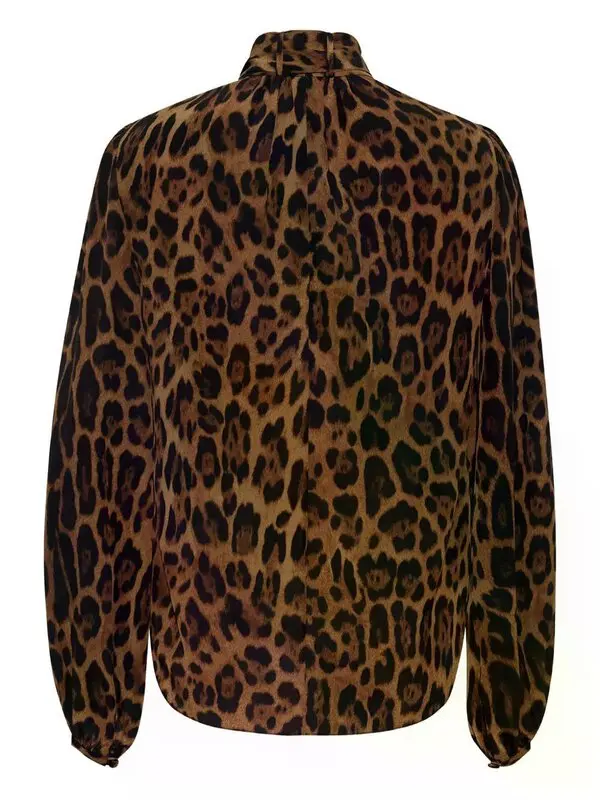 Adam Lippes Leopard-print Pussy-bow Blouse