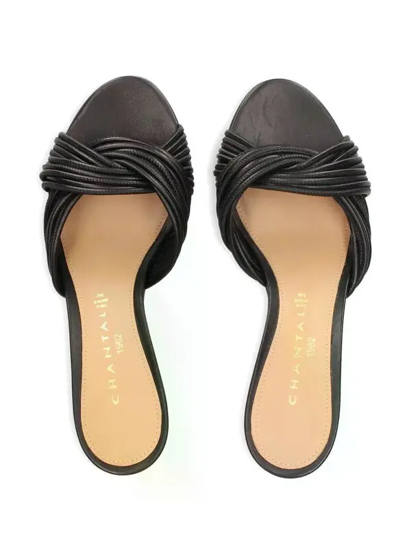 CHANTAL Leather Knotted Upper Heeled Sandals
