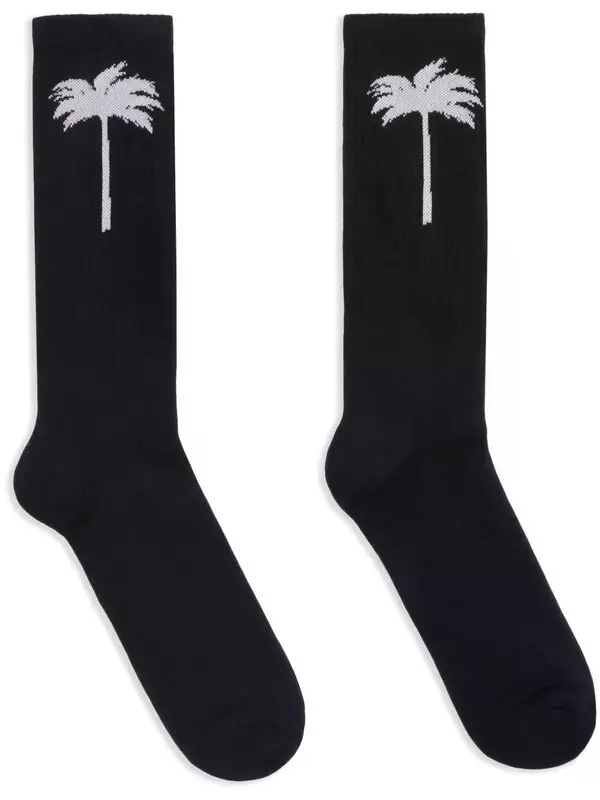 Palm Angels Palm Tree Crew Socks - Black