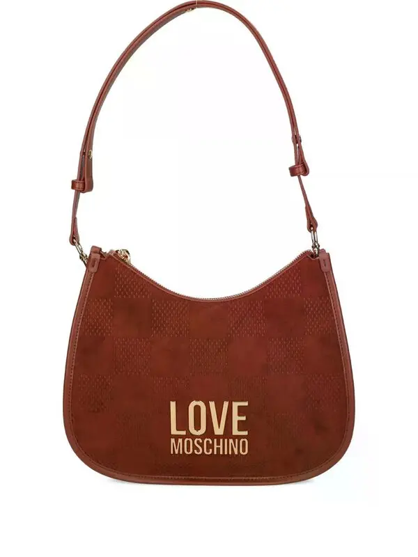 Moschino Checked Pattern Shoulder Bag With Gold-tone Logo