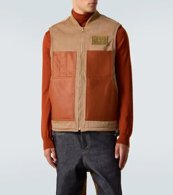 Junya Watanabe Leather-trimmed Vest - Brown