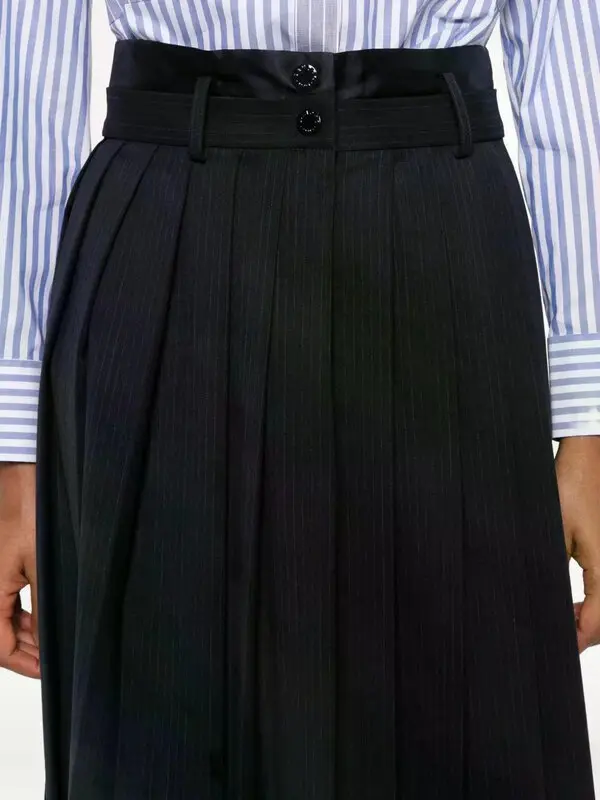 Sandro Pinstripe Pleated Midi Skirt
