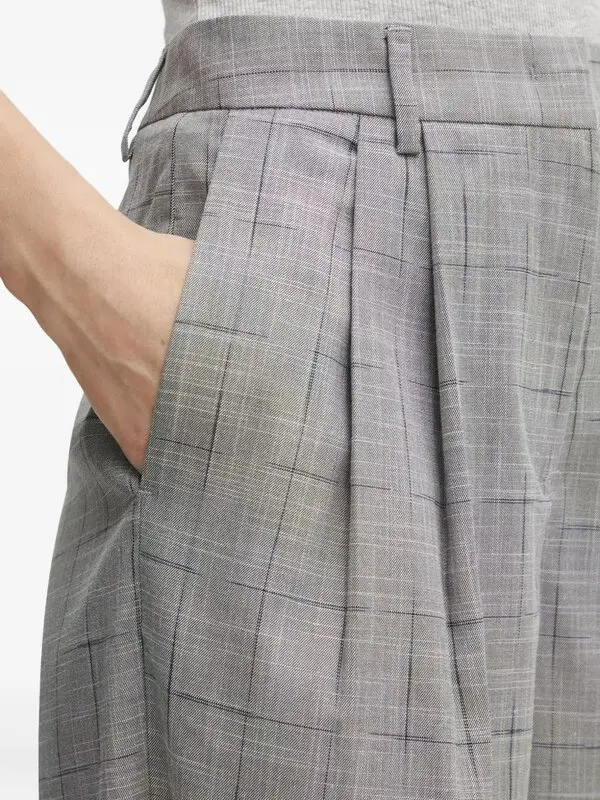 BRUUNS BAZAAR Check Pattern Pleated Trousers